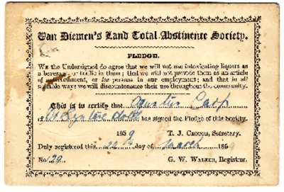 Total abstinence pledge, Tasmania - ePrints